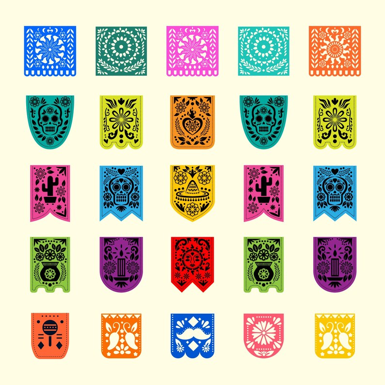 50 Papel Picado Svg, Papel Picado Svg Bundles, Papel Picado Clipart ...