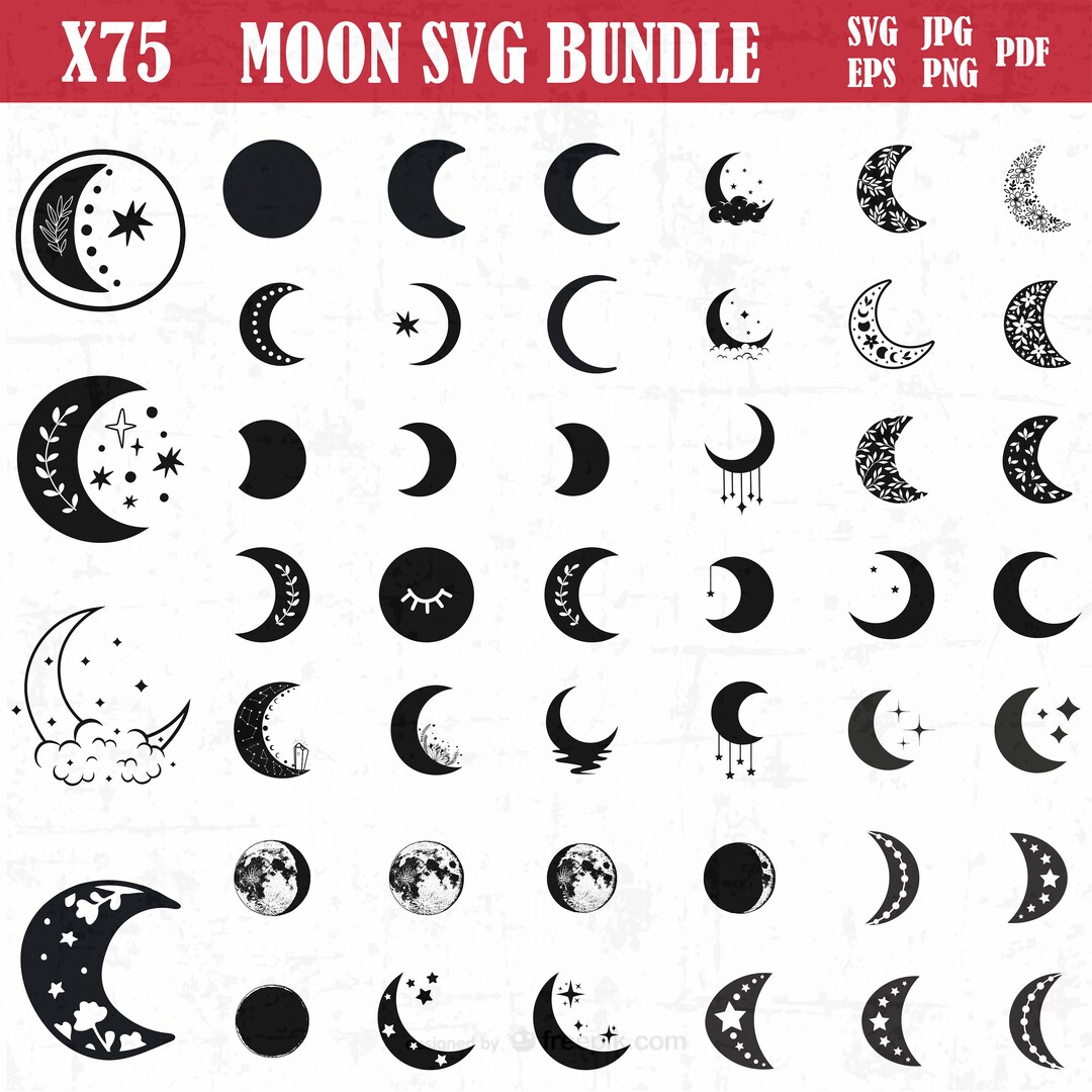 Sky Moon Svg Bundles, Celestial Moon Svg, Moon Bundles, Retro Moon Svg ...