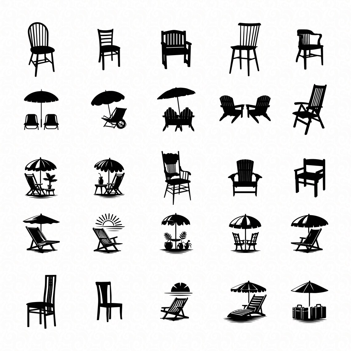 Cute Chair Svg Bundles, Chair Clipart, Beach Chair, Vacation Chair Svg ...