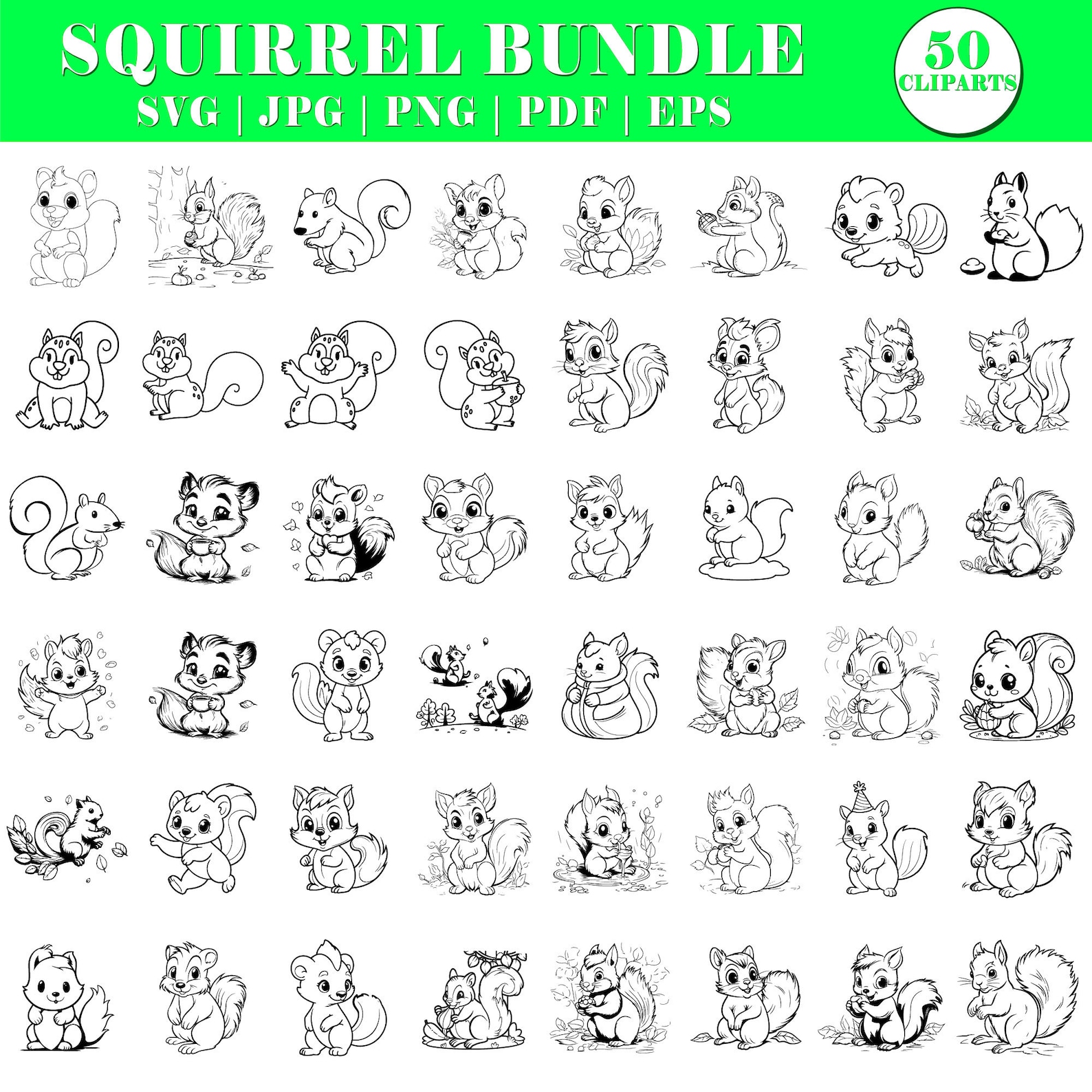 Squirrel Svg Bundles, Squirrel Vector, Squirrel Clipart, Squirrel ...