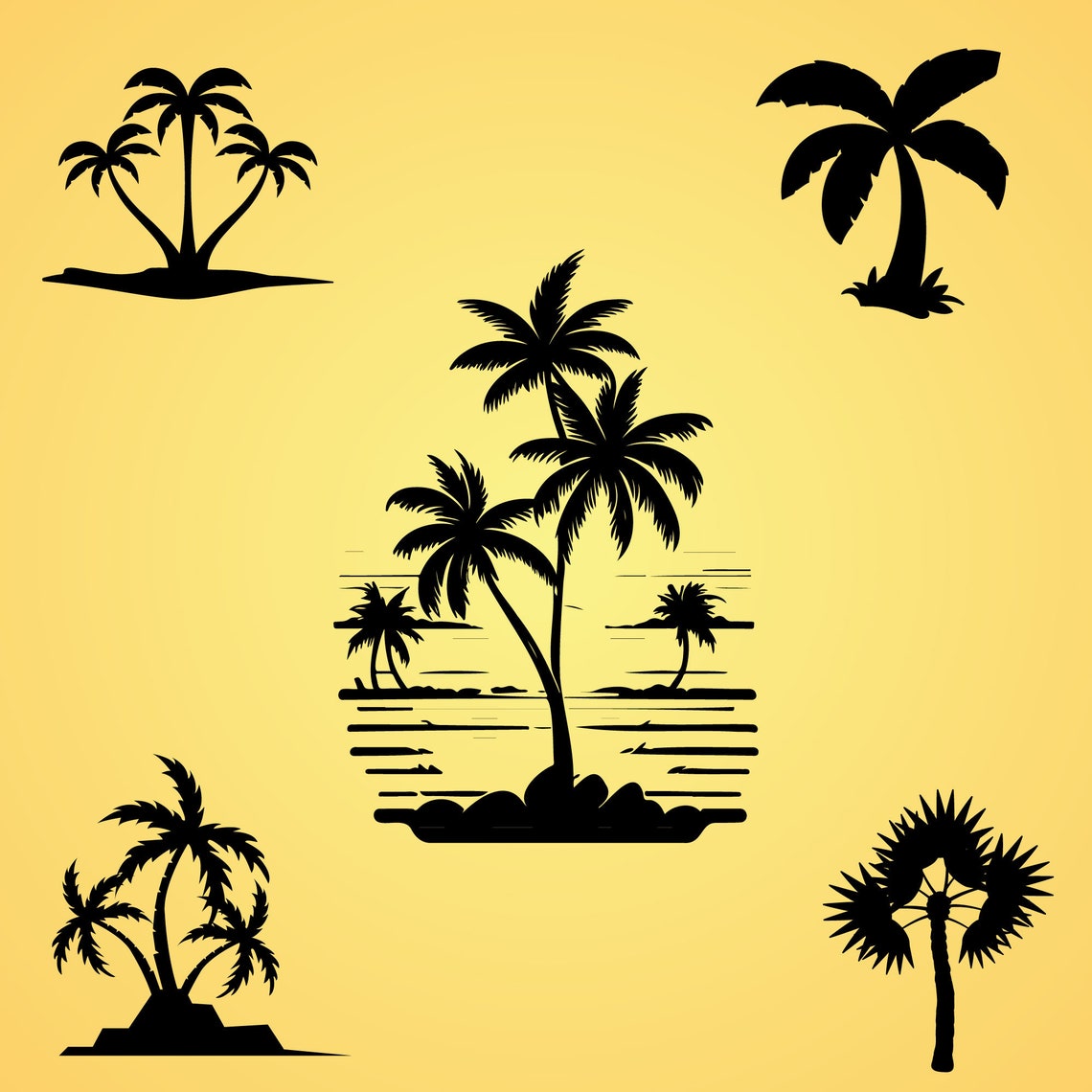 Palm Tree Svg Bundle, 75 Palm Tree Clipart, Palm Tree PNG Files, Palm ...
