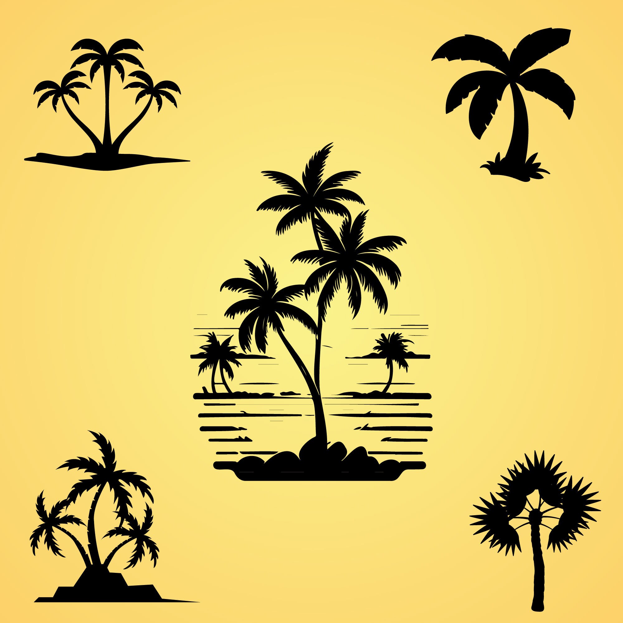 Palm Tree Svg Bundle, 75 Palm Tree Clipart, Palm Tree PNG Files, Palm ...