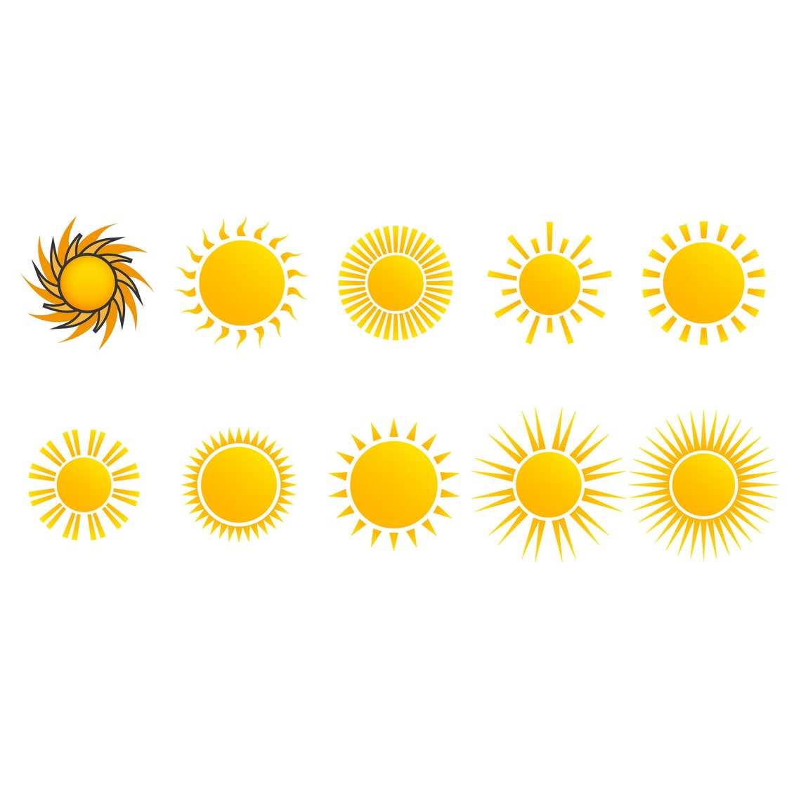 Cute Sun Svg Bundles,hot Summer Sun Svg Bundles, Summer Sun Svg, Sunset ...