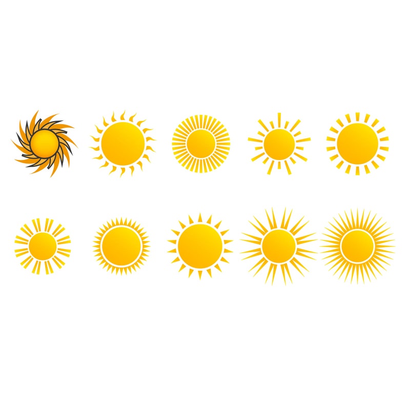 Cute Sun Svg Bundles,hot Summer Sun Svg Bundles, Summer Sun Svg, Sunset ...