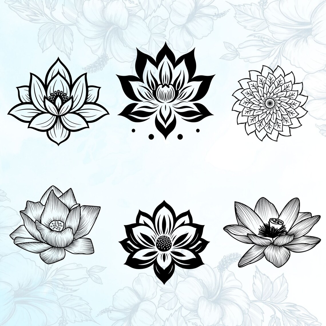 Lotus Flower Svg, Flower Svg Clip Bundles, 30 Lotus Flower Designs ...