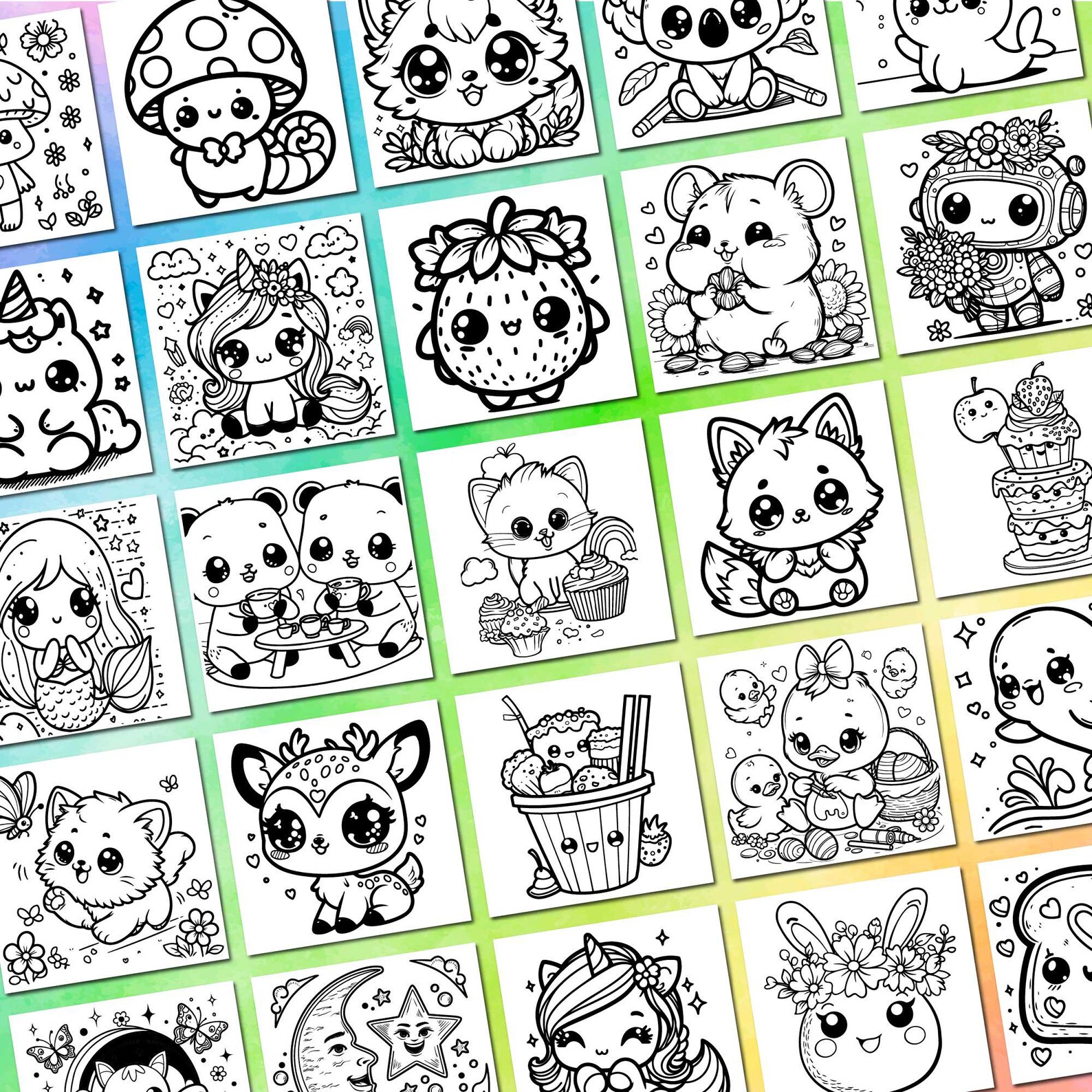 Cute Kawaii Coloring Pages, Coloring Pages Activity for Kids, Printable ...