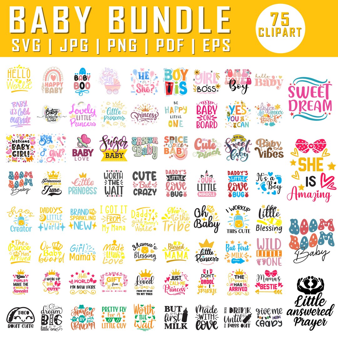 Cute Baby Svg Bundle, Baby Svg Clipart, New Born Baby Svg Bundles ...