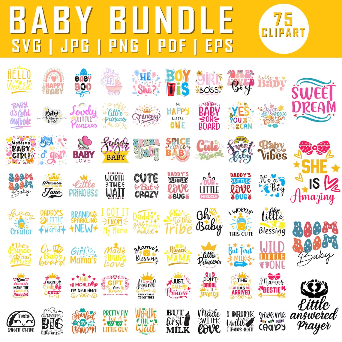 Cute Baby Svg Bundle, Baby Svg Clipart, New Born Baby Svg Bundles ...