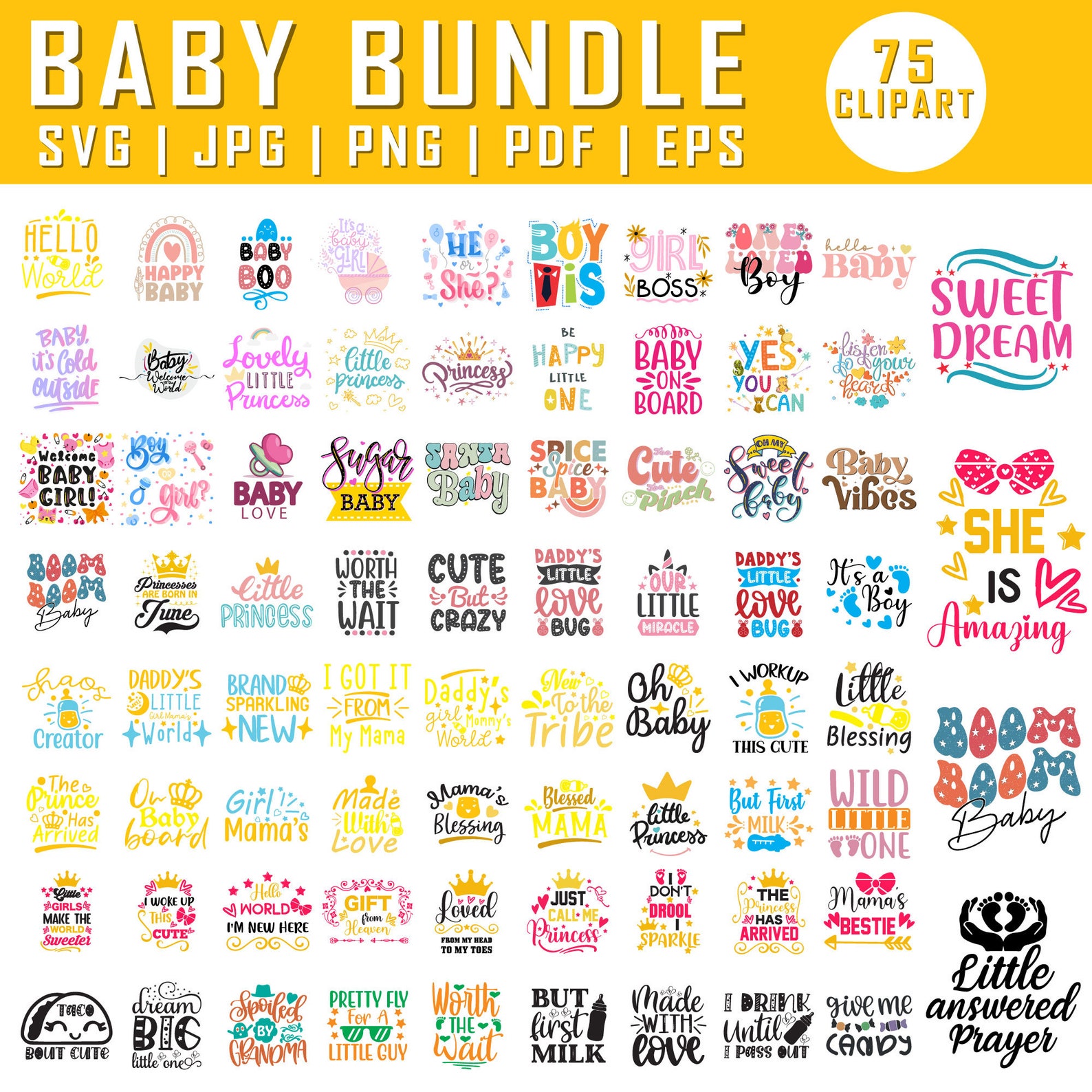 Cute Baby Svg Bundle, Baby Svg Clipart, New Born Baby Svg Bundles ...
