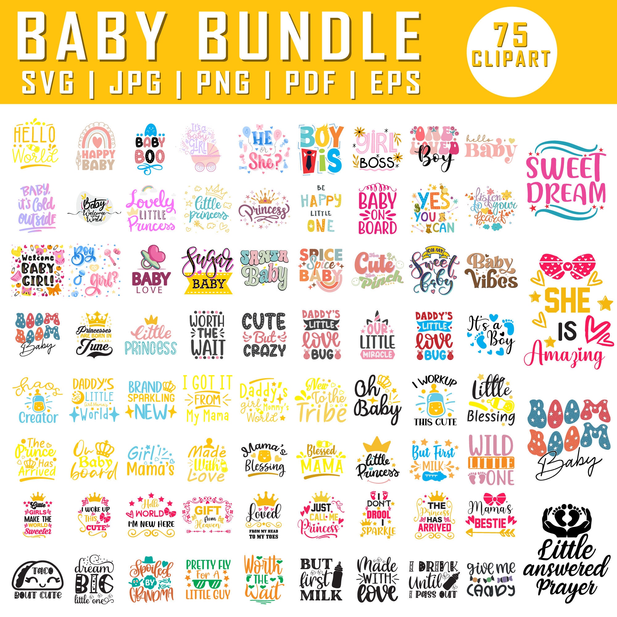 Cute Baby Svg Bundle, Baby Svg Clipart, New Born Baby Svg Bundles ...