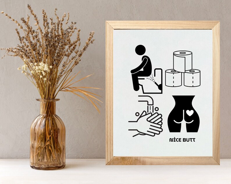Printable Funny Bathroom Humor Poster - Modern Minimalist Wall Art for ...