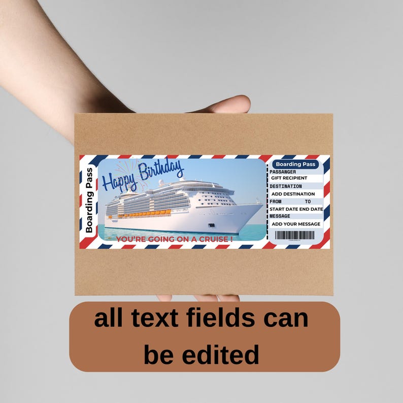 Editable Cruise Ticket Template,surprise Cruise Trip, Vacation Boarding ...