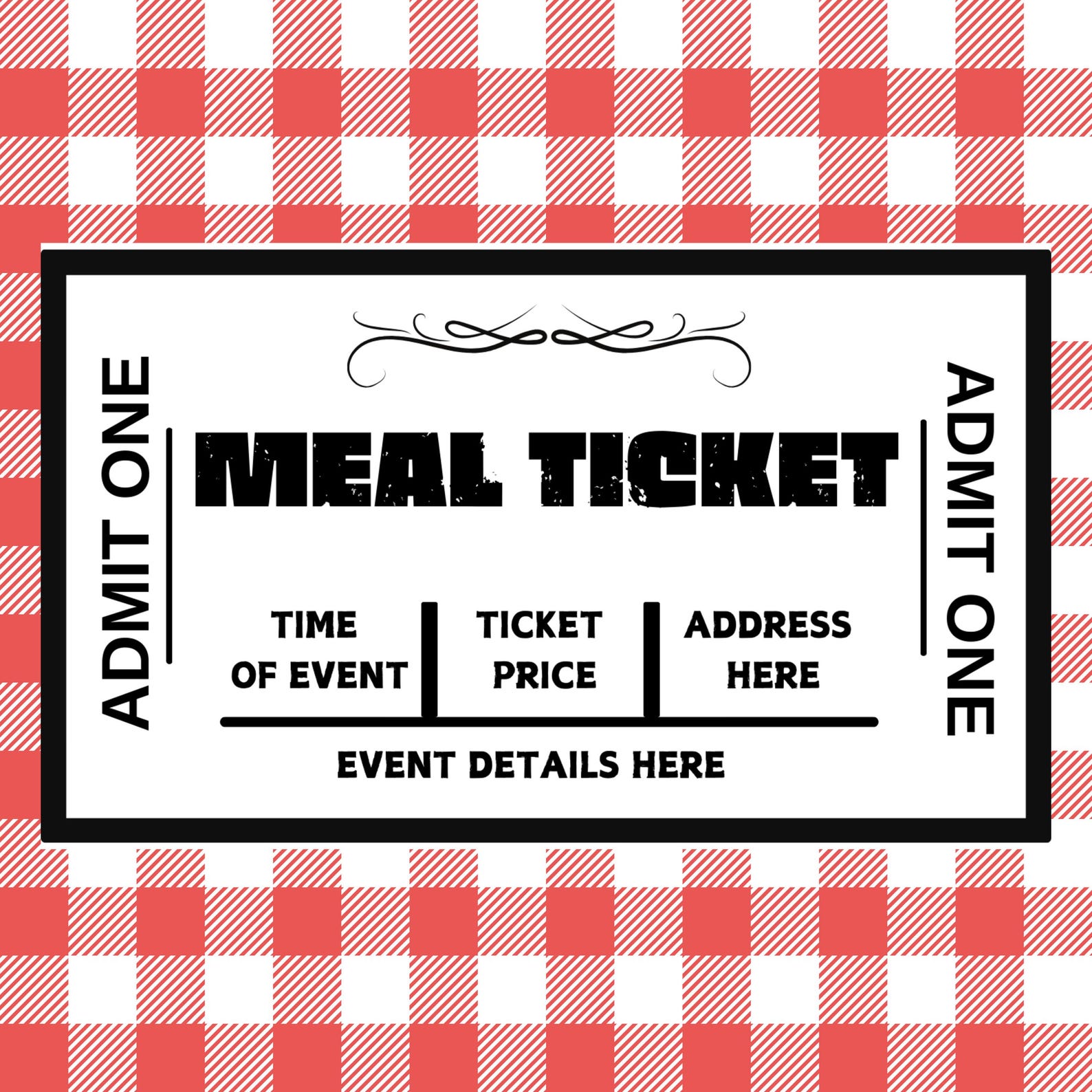 Editable Meal BBQ Hotdog Ticket Template Fundraiser Chicken BBQ ...