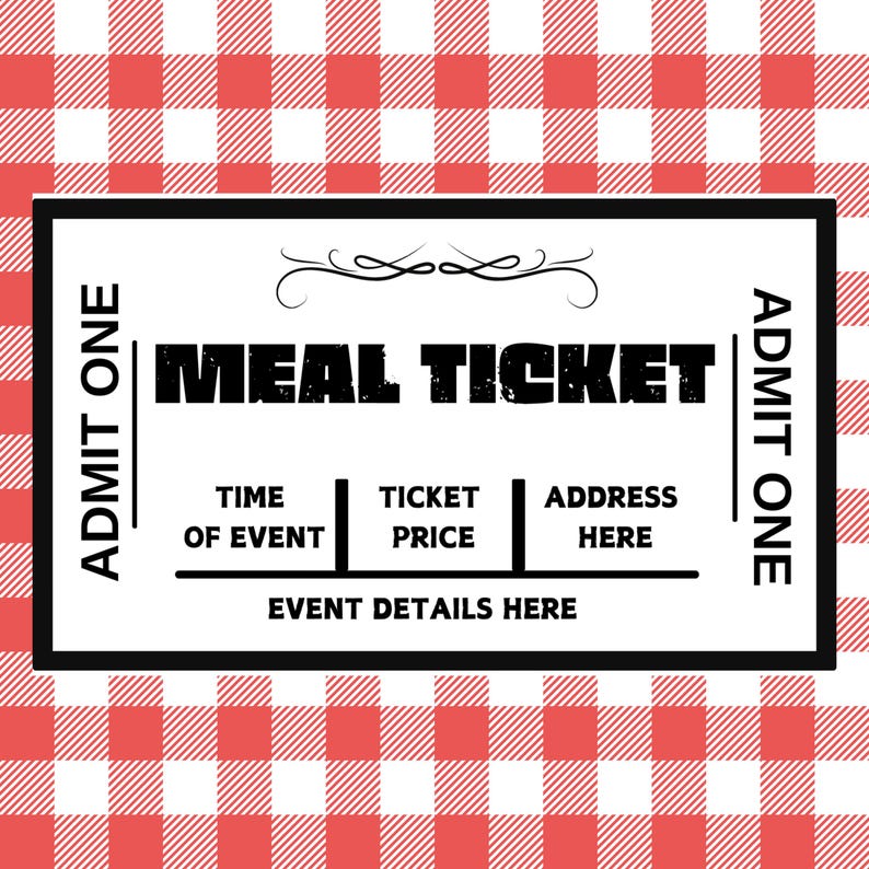 Editable Meal BBQ Hotdog Ticket Template Fundraiser Chicken BBQ ...