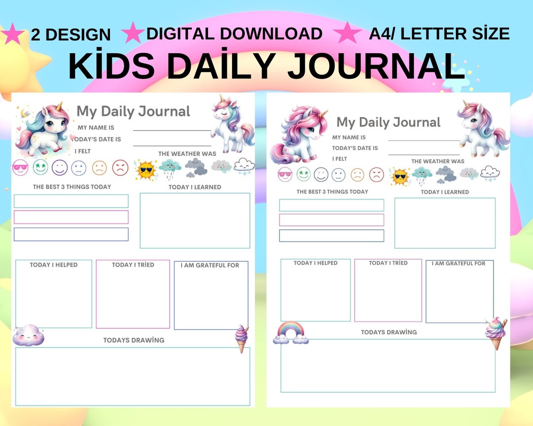 Kids Daily Journals /kids Activity Drawing Page /diary for Children ...