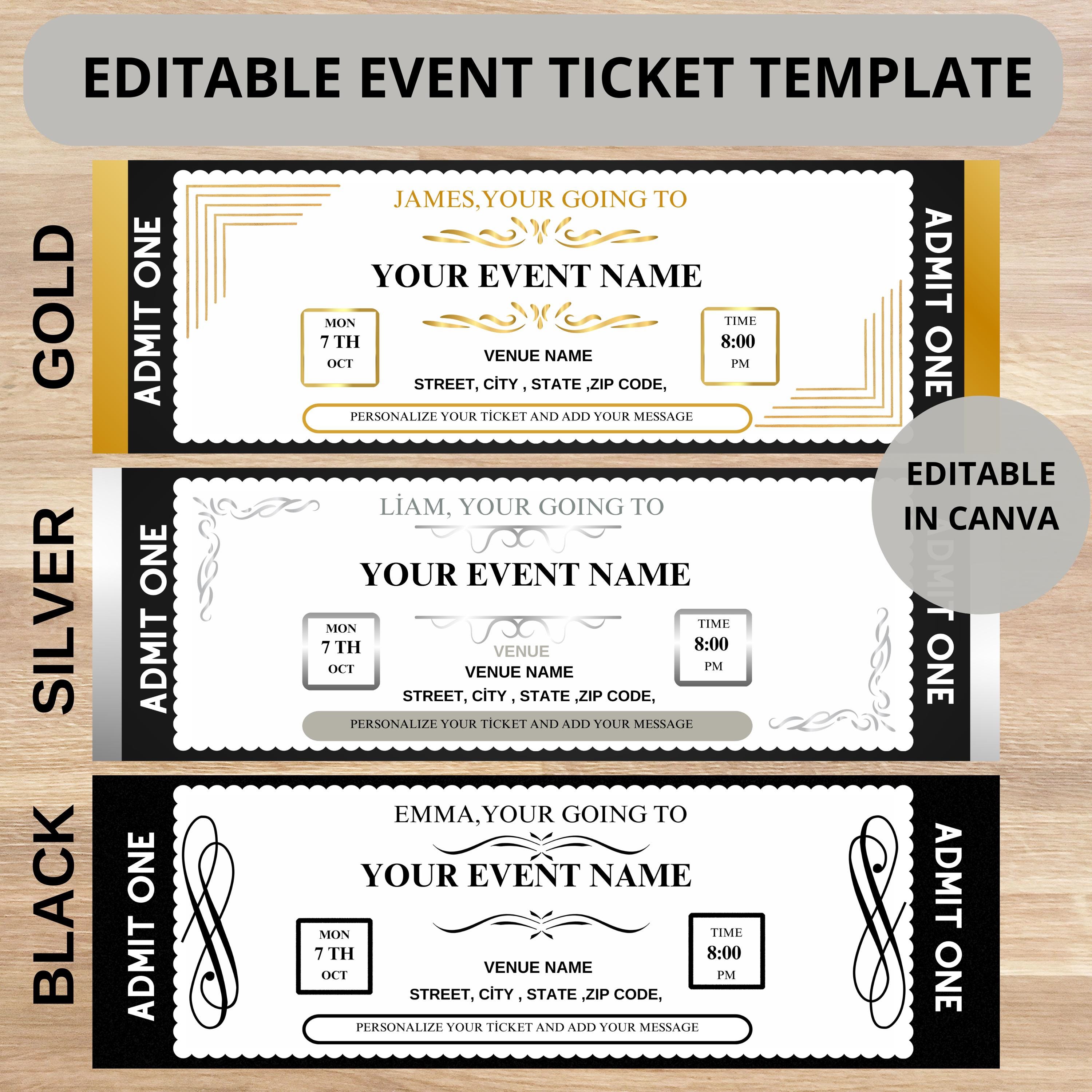 EDITABLE DIY Ticket Template, Movie Night Party ,football,birthday ...