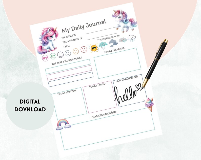 Kids Daily Journals /kids Activity Drawing Page /diary for Children ...