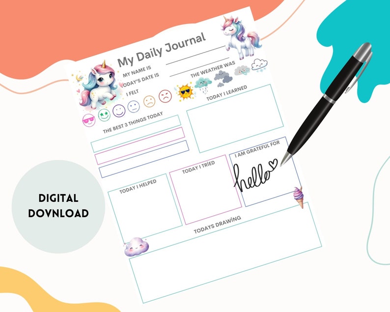 Kids Daily Journals /kids Activity Drawing Page /diary for Children ...