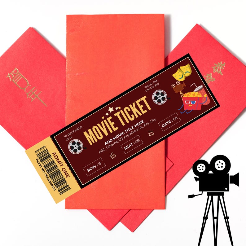 Editable Movie Ticket Template for Events,printable & Digital ...