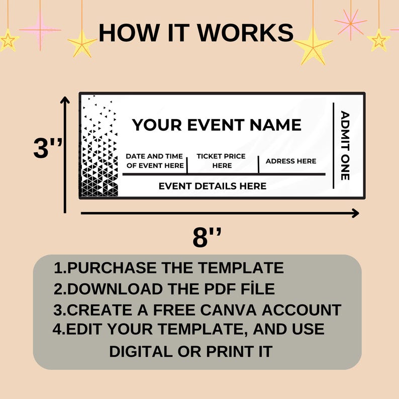 Editable Black White Ticket Template | Printable Event Ticket ...