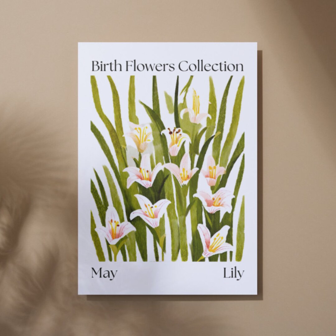Birth Flowers Poster May, Wall Art, Flower Print, Flower Design, Living ...