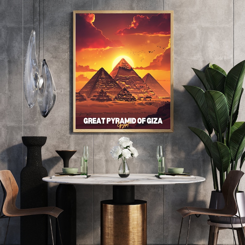 Great Pyramid of Giza Travel Poster Giza Wallart World Travel Poster ...