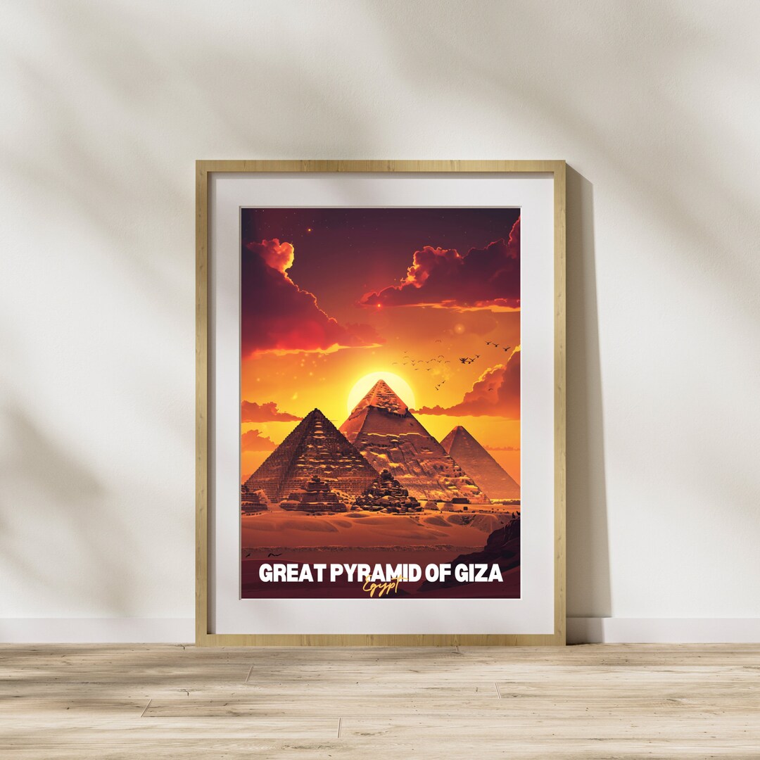 Great Pyramid of Giza Travel Poster Giza Wallart World Travel Poster ...