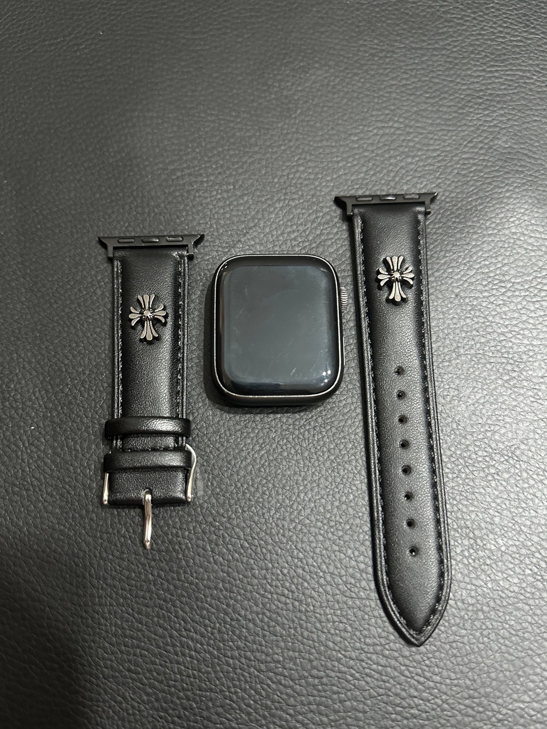 Chrome Hearts Style Wrist Watch,leather Cross Flower Wrist Watch, Punk ...