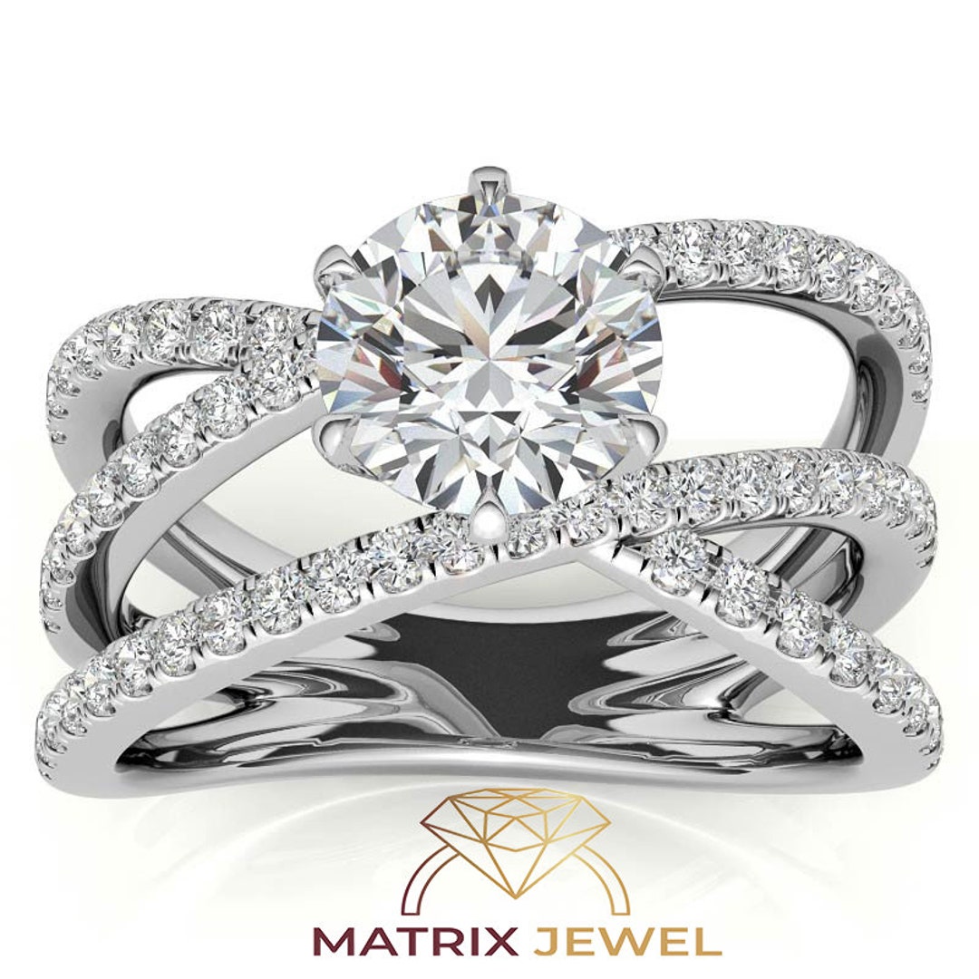 Infinity Shank Moissanite Diamond Wedding Ring, Infinity Intertwining Ring,split Twisted Shank ...