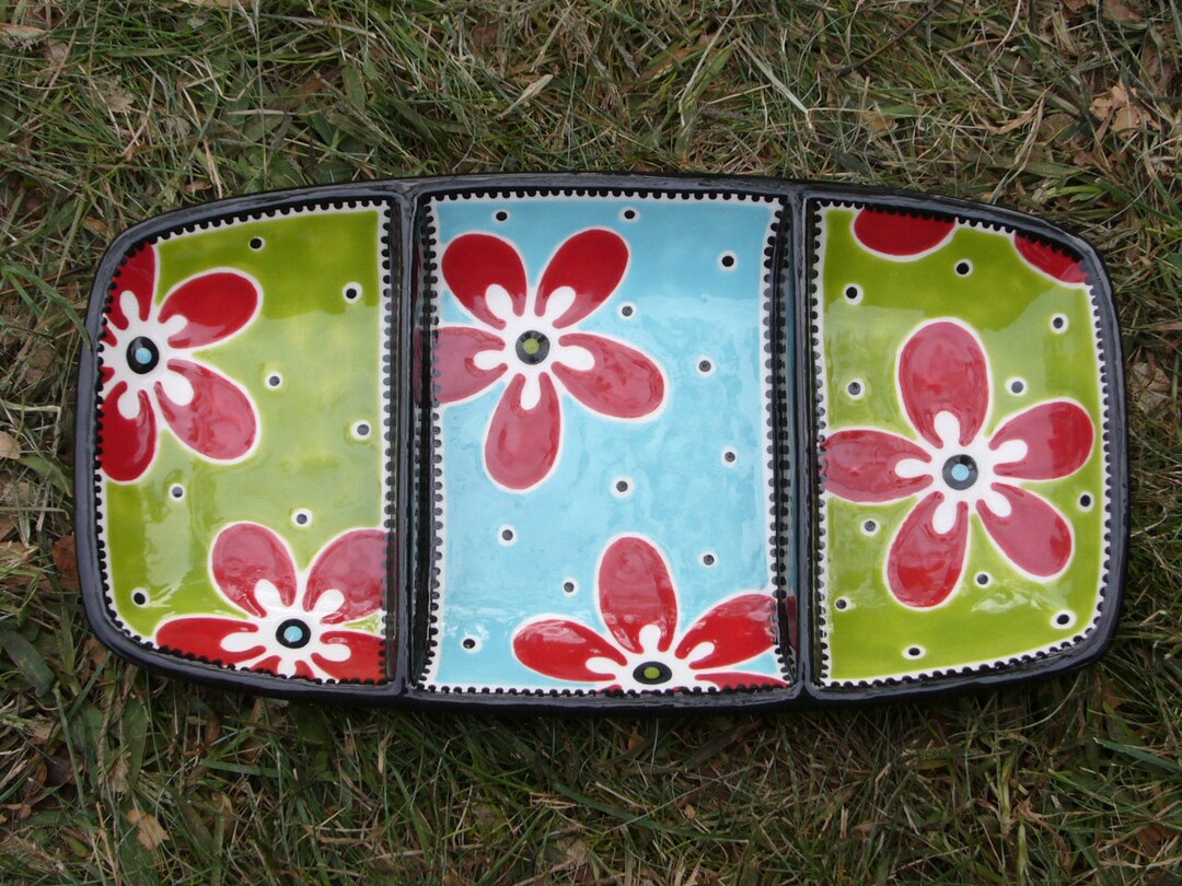 3 Sectioned Dish - Etsy