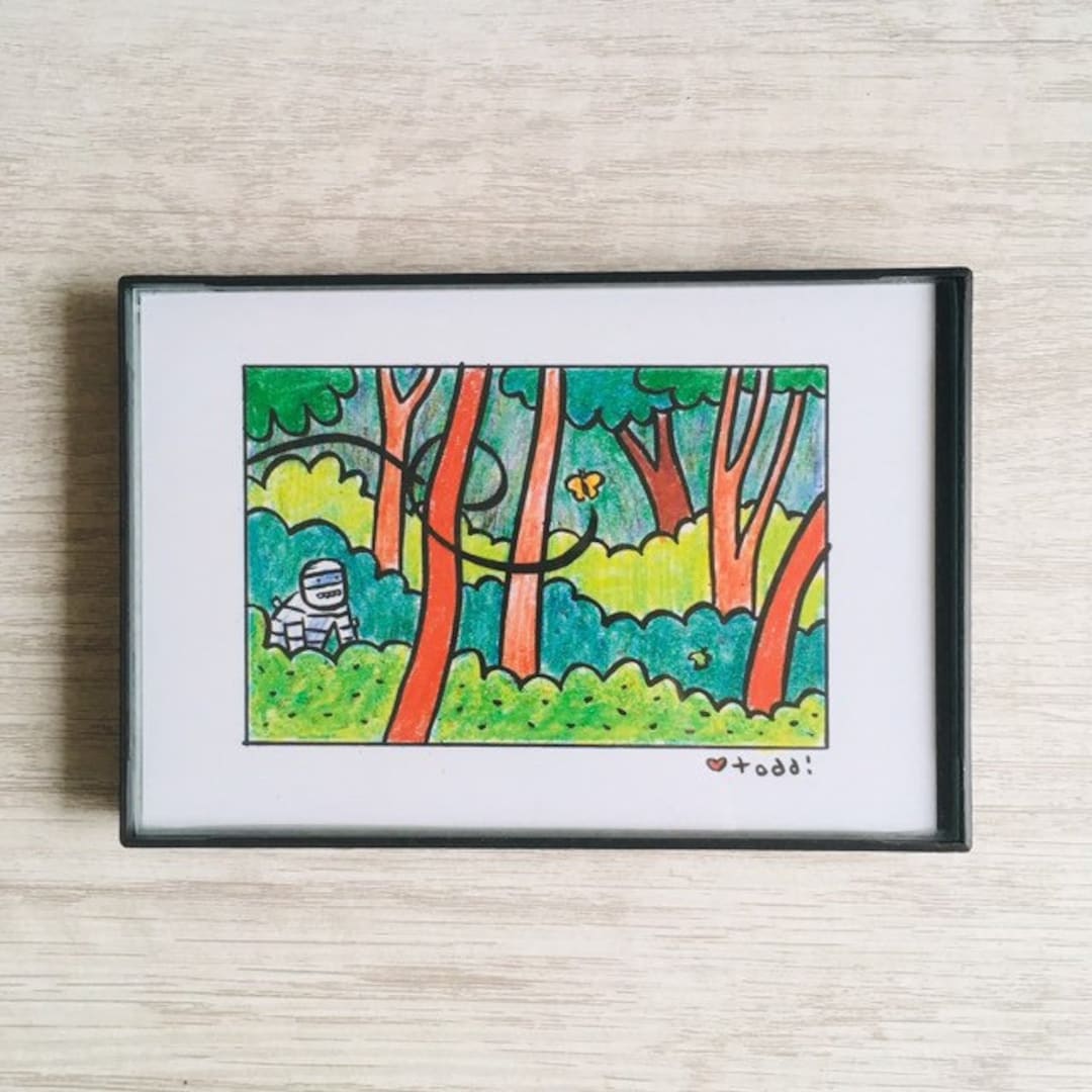 Mummy Chasing Butterfly Print, 4 X 6 Inches, Todd Webb, Toddbot, Wall ...