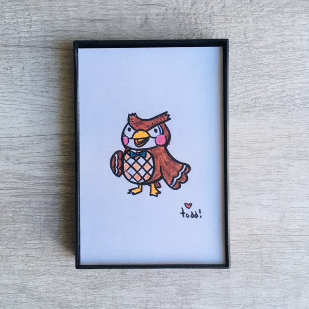 Blathers Owl Print: Animal Crossing Crayon Drawing (4x6 Inch) - Etsy