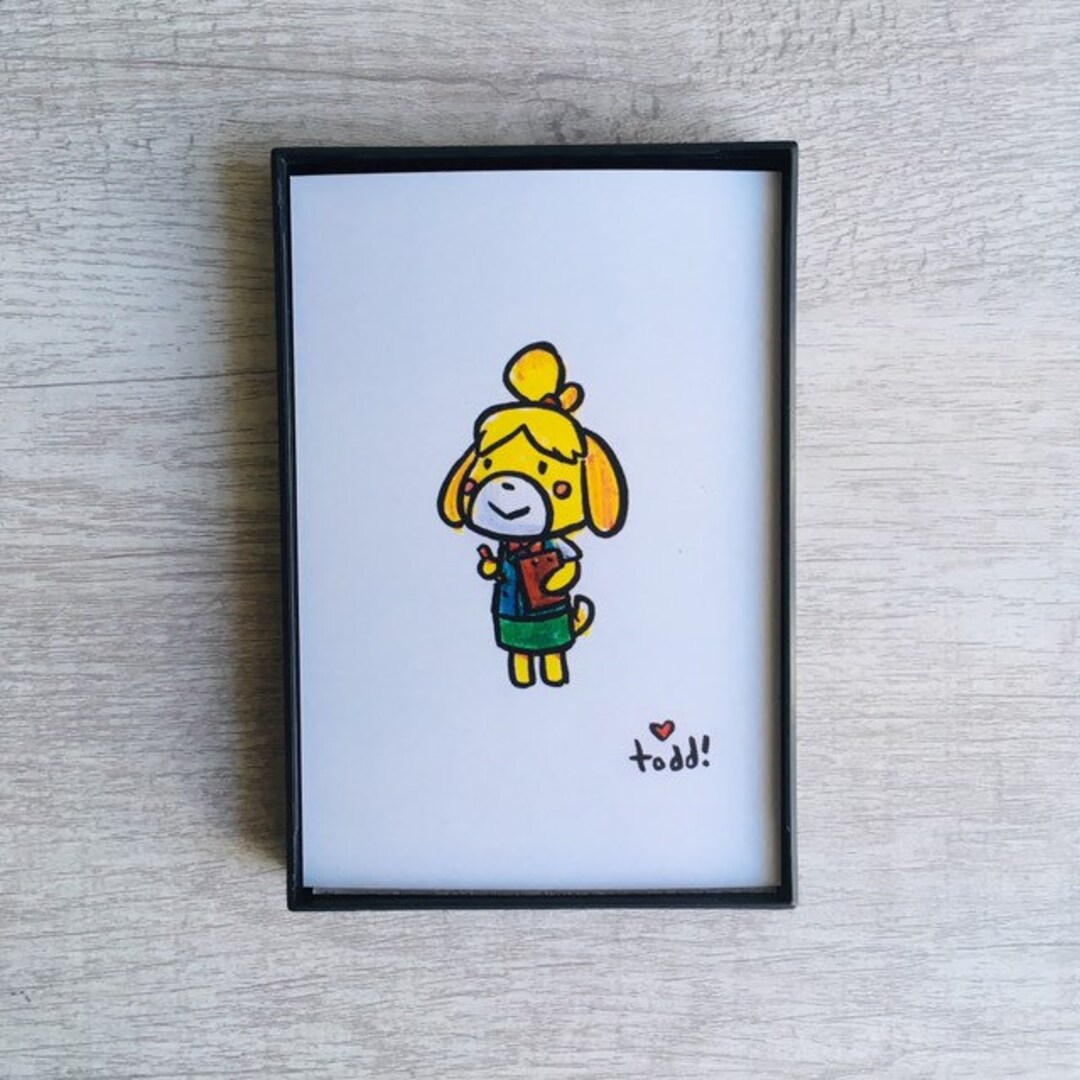 Isabelle Animal Crossing Print: Crayon & Ink Drawing (4x6 Inch) - Etsy