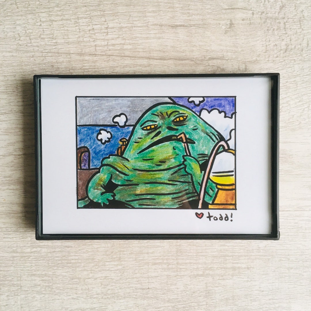 Star Wars - Jabba the Hutt, 4 X 6 Inch Print, Crayon Drawing, Movies ...