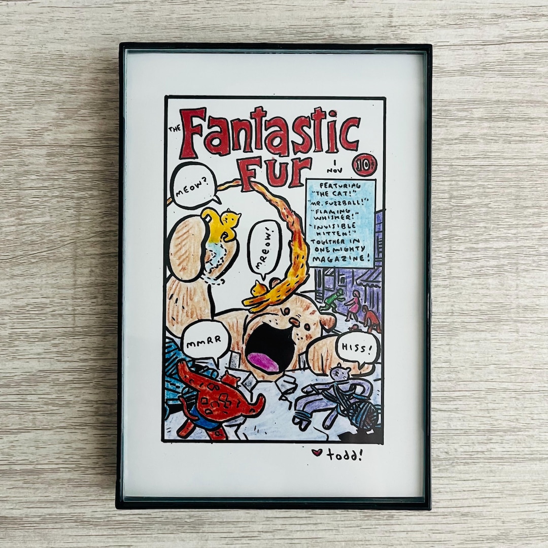 The Fantastic Fur - 4x6 Inch Print - Mash-up, Cat, Cats, Fantastic Four ...