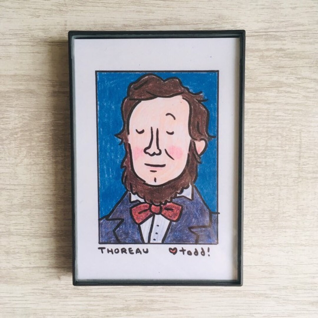 Henry David Thoreau, Print, 4 X 6, Portrait, Art, Wall, Crayon, Author ...
