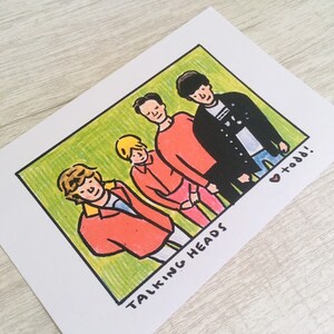 Talking Heads, Print, 4 X 6, Portrait, Art, Wall, Crayon, Music, Gift ...