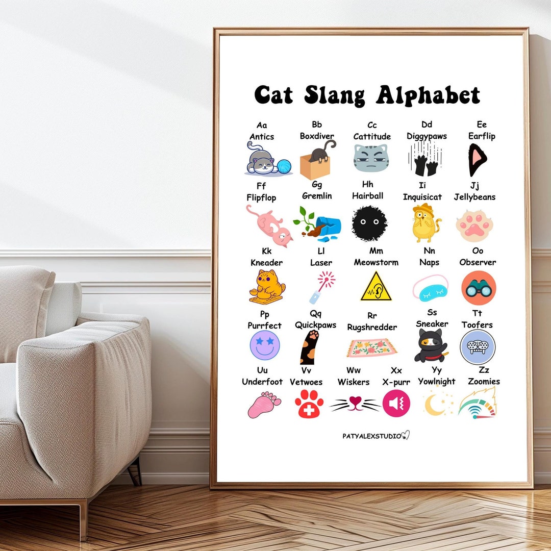 Funny Cat Alphabet Print: Cat Slang Abcs (digital Download) - Etsy