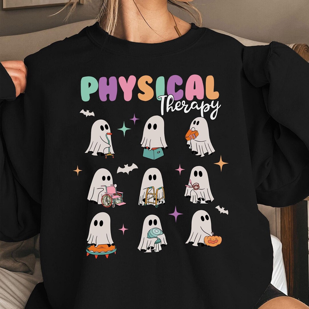 Physical Therapy Halloween Boo Ghost Spooky Season Sweater, Retro ...
