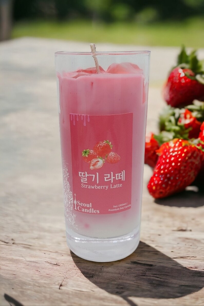 Korean Strawberry Latte Candle / Soy Candle / Korean Candles / Drink ...
