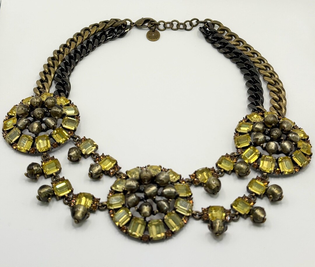 Vintage Stella and Dot Chucky Rhinestones Necklace, Statement Necklace ...