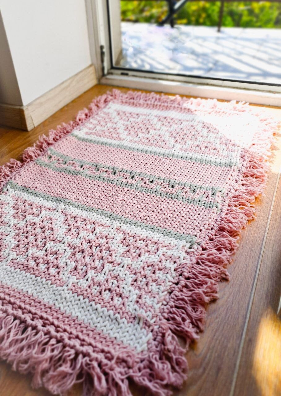 KNITTED RUG Pattern | Bath Matt | DIY : Easy to Knit Tutorial ...