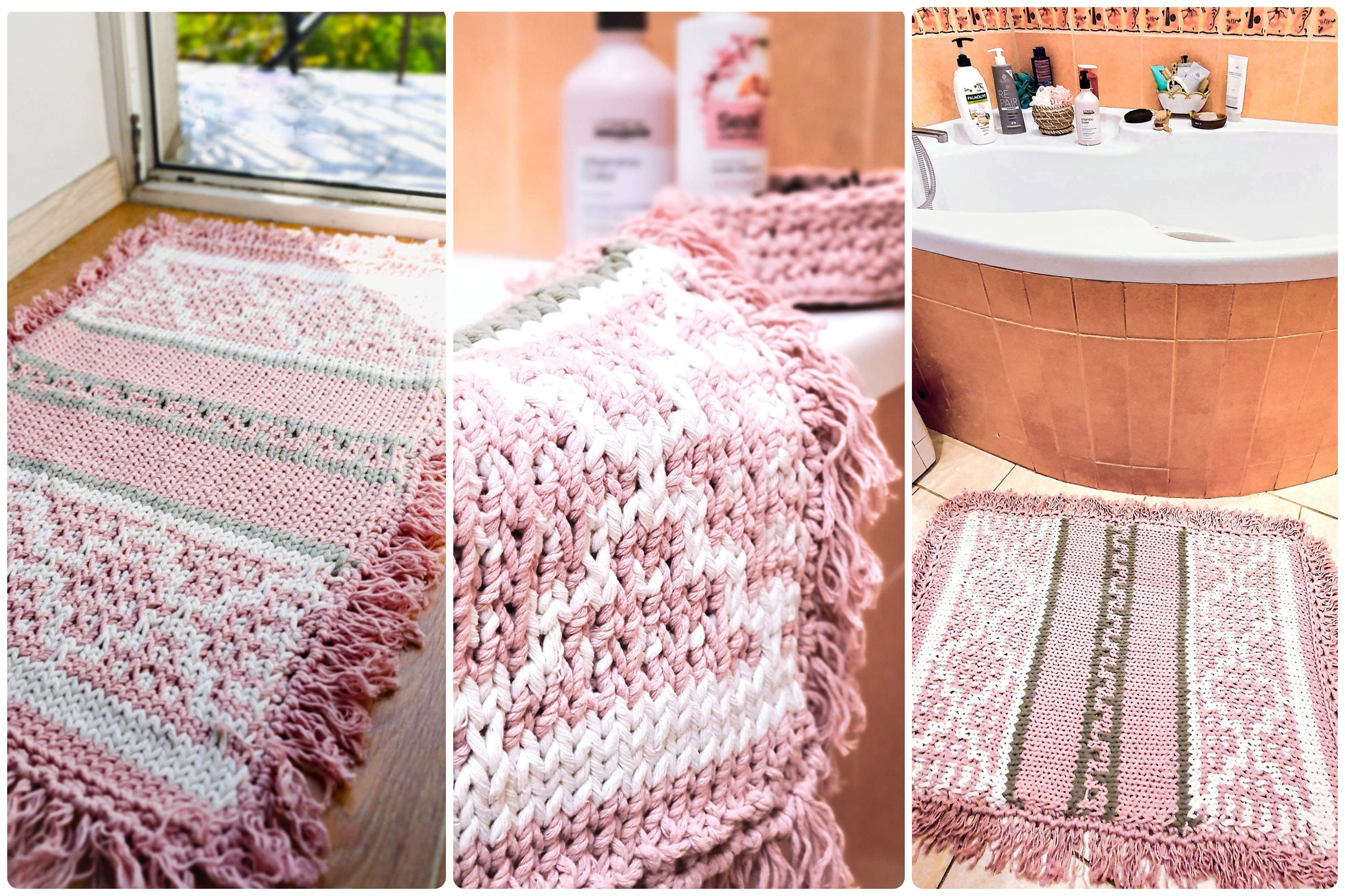 KNITTED RUG Pattern | Bath Matt | DIY : Easy to Knit Tutorial ...