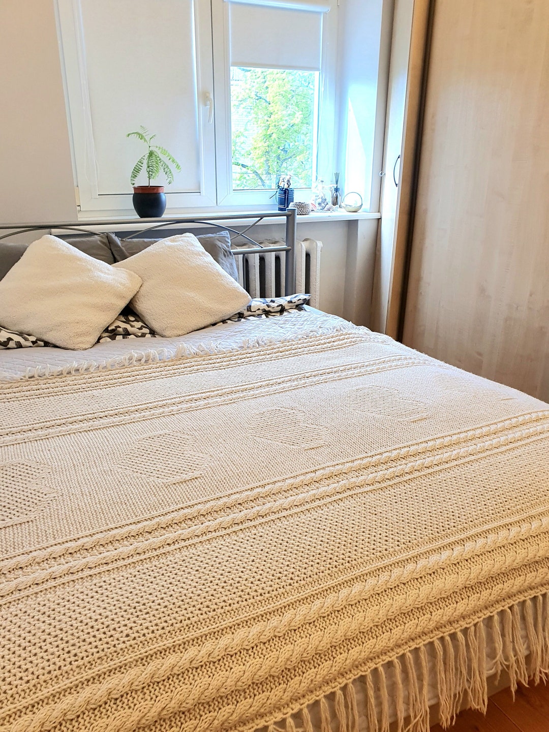 KNITTED BLANKET Pattern | Braided Cable Blanket Throw Needles Patterns ...