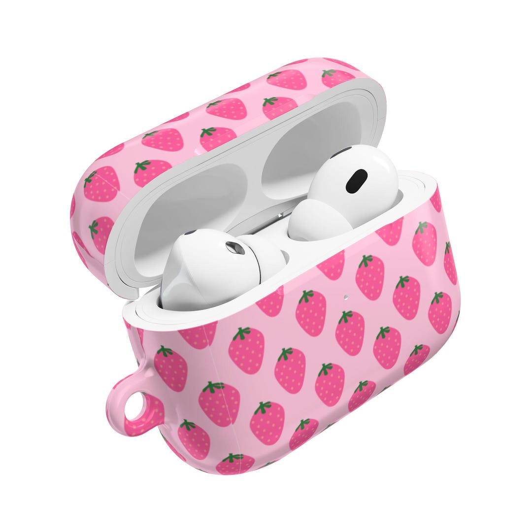 Cute Strawberry AirPod Case, Pink Strawberry Cover, Apple Earbud Case ...