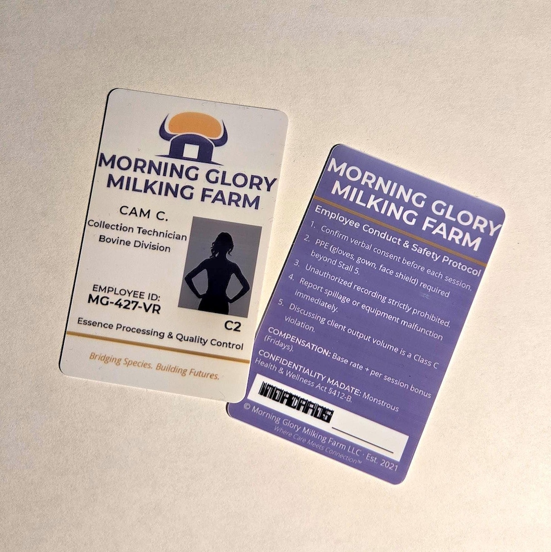 Morning Glory Milking Farm ID Card | Double Sided!!! - Etsy UK