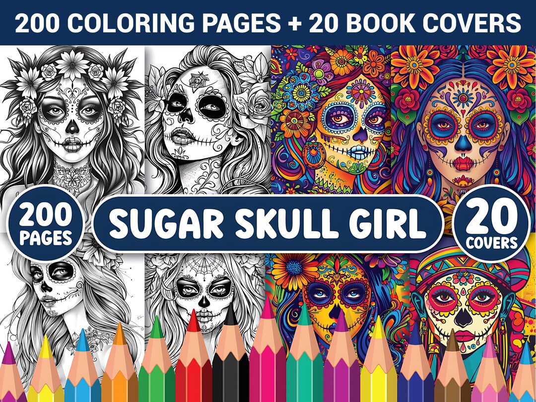 200 Sugar Skull Girl Coloring Pages, Sugar Skulls Coloring Book for ...