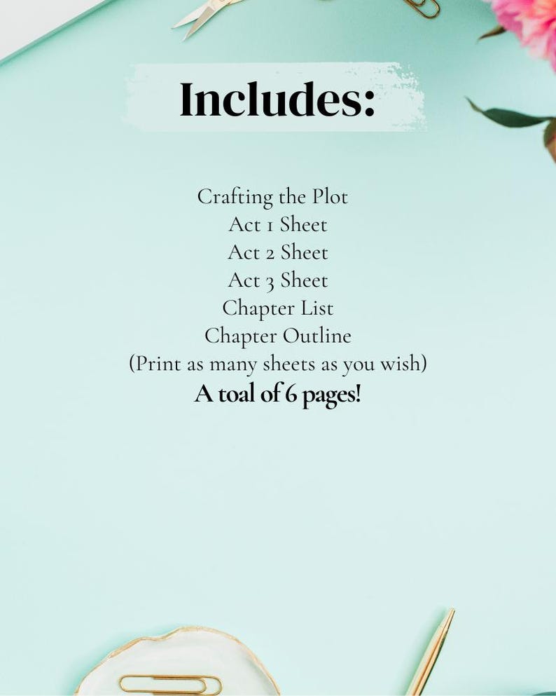 Three Act Structure Novel Outline Printable Writing Planner - Etsy