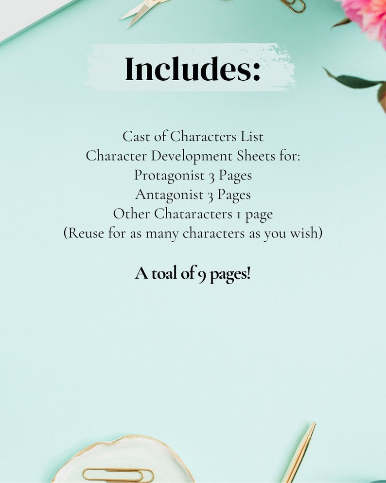 Character Development Worksheets for Novel Planning - Etsy