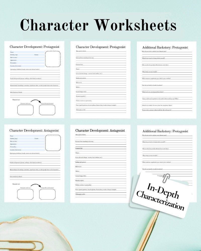 Character Development Worksheets for Novel Planning - Etsy
